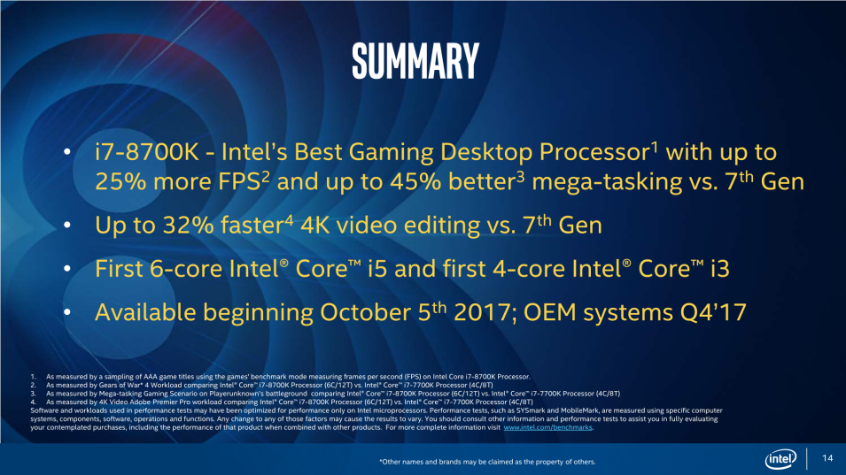 인텔, 8세대 6코어 데스크탑 프로세서 발표 - 컴퓨터 / 하드웨어 - 기글하드웨어